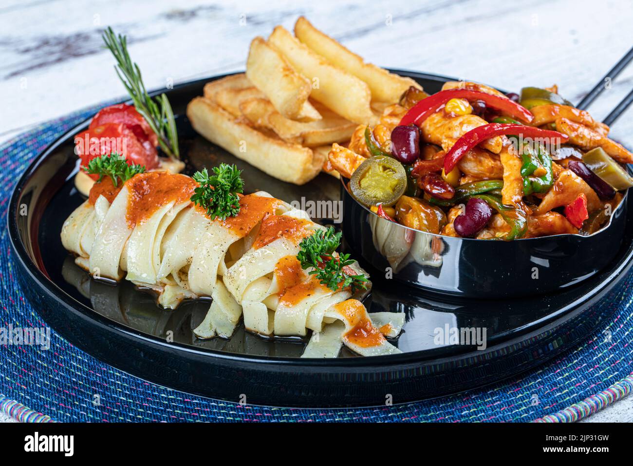 Fried Chicken with Hot Pepper Sauce. The appetizer is served with ...