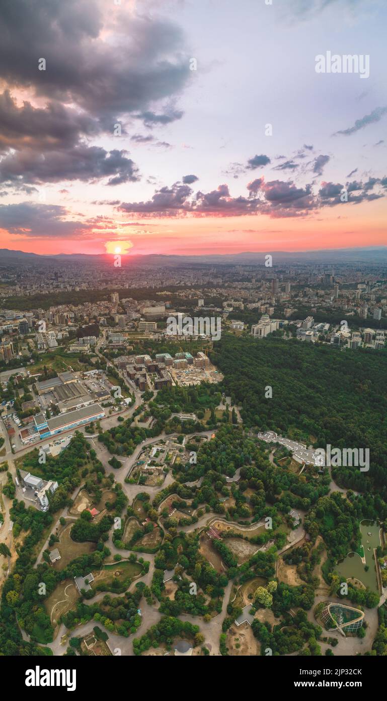 vertical panorama Beautiful sunset sky over Sofia Stock Photo - Alamy