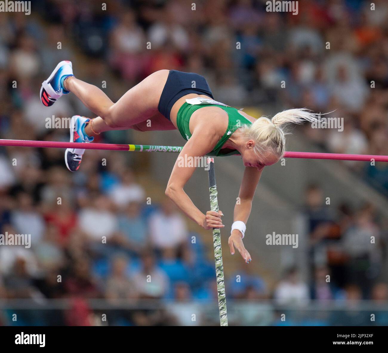 Ellie McCartney of Northern Ireland competing in the women's pole vault ...