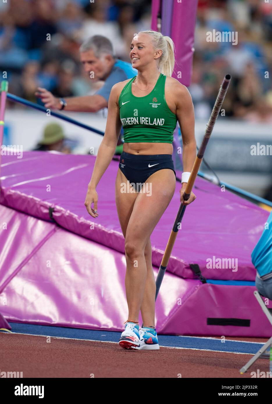 Ellie McCartney of Northern Ireland competing in the women's pole vault ...