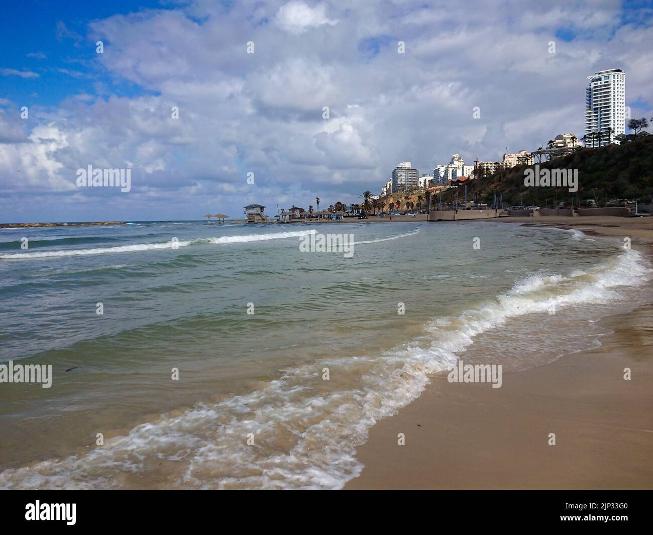 A sandy Mediterranean beach in Netanya, Israel Stock Photo - Alamy