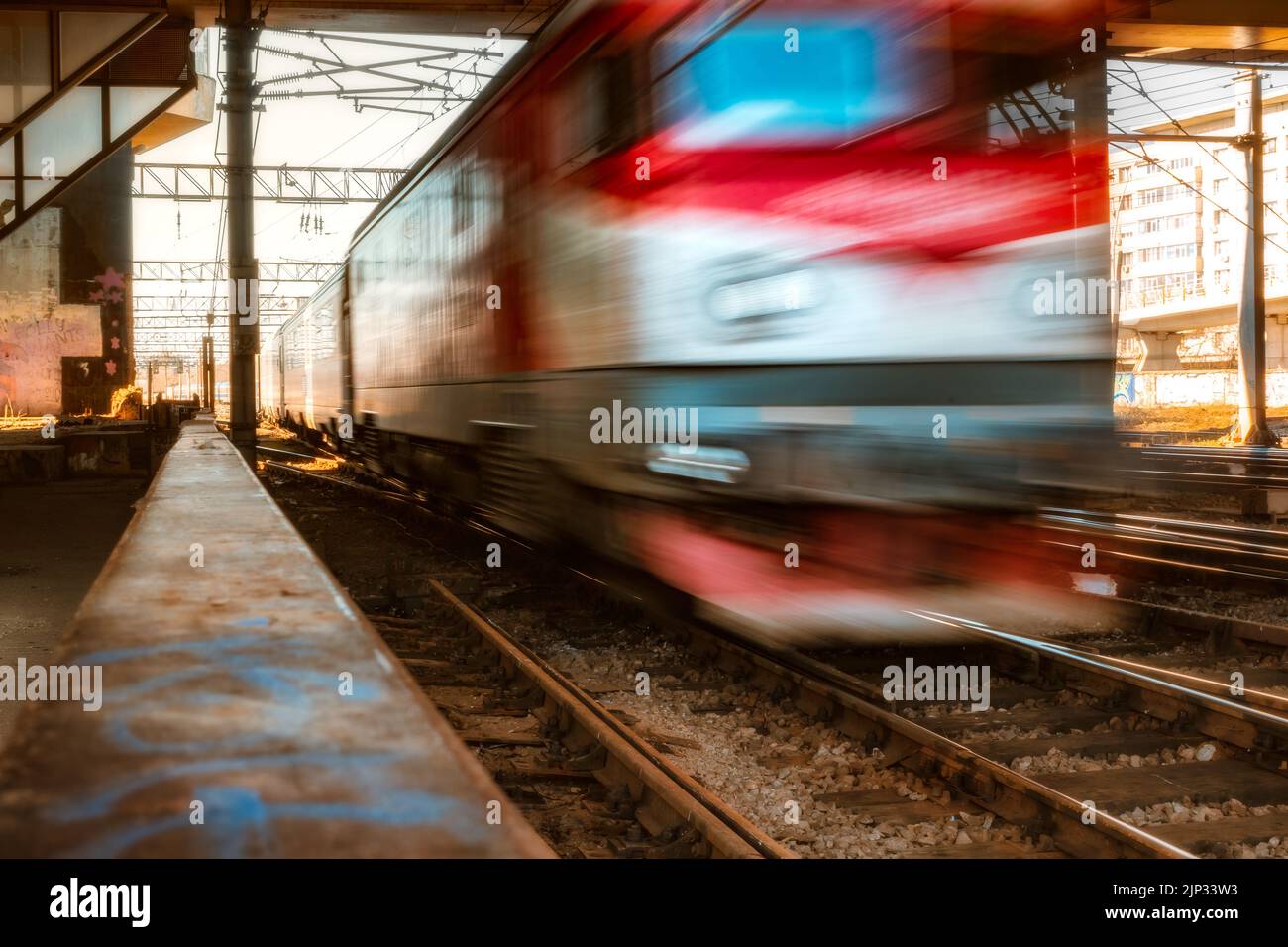 Long train at the station hi-res stock photography and images - Alamy