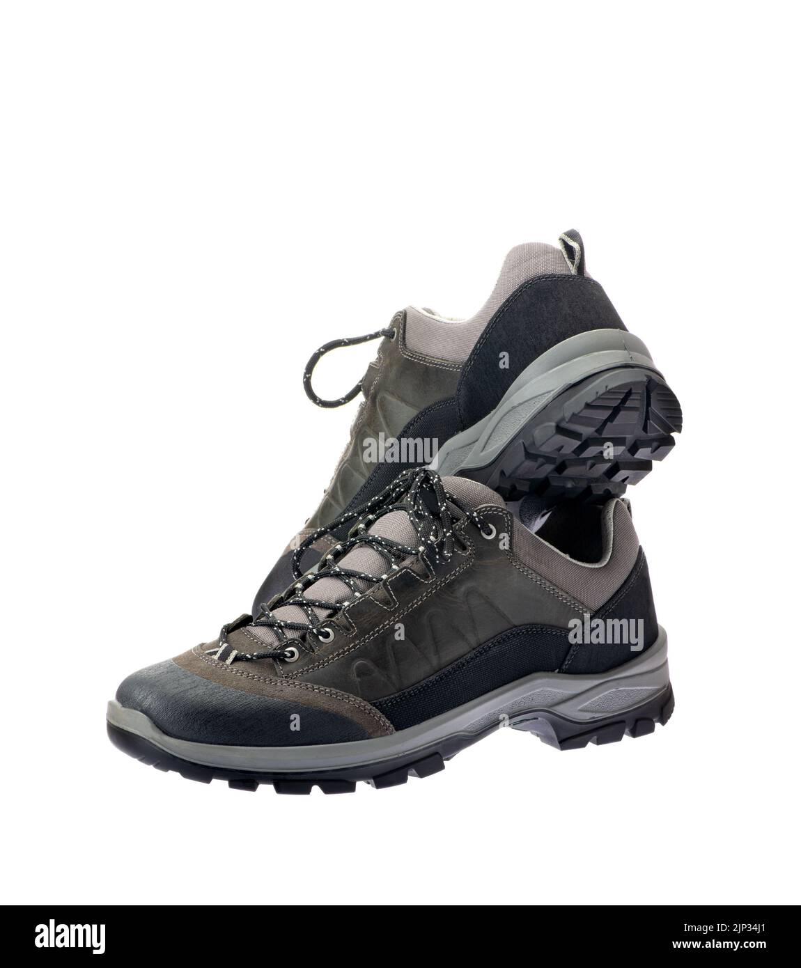 A pair of classic leather elegant men's shoes isolated white background ...