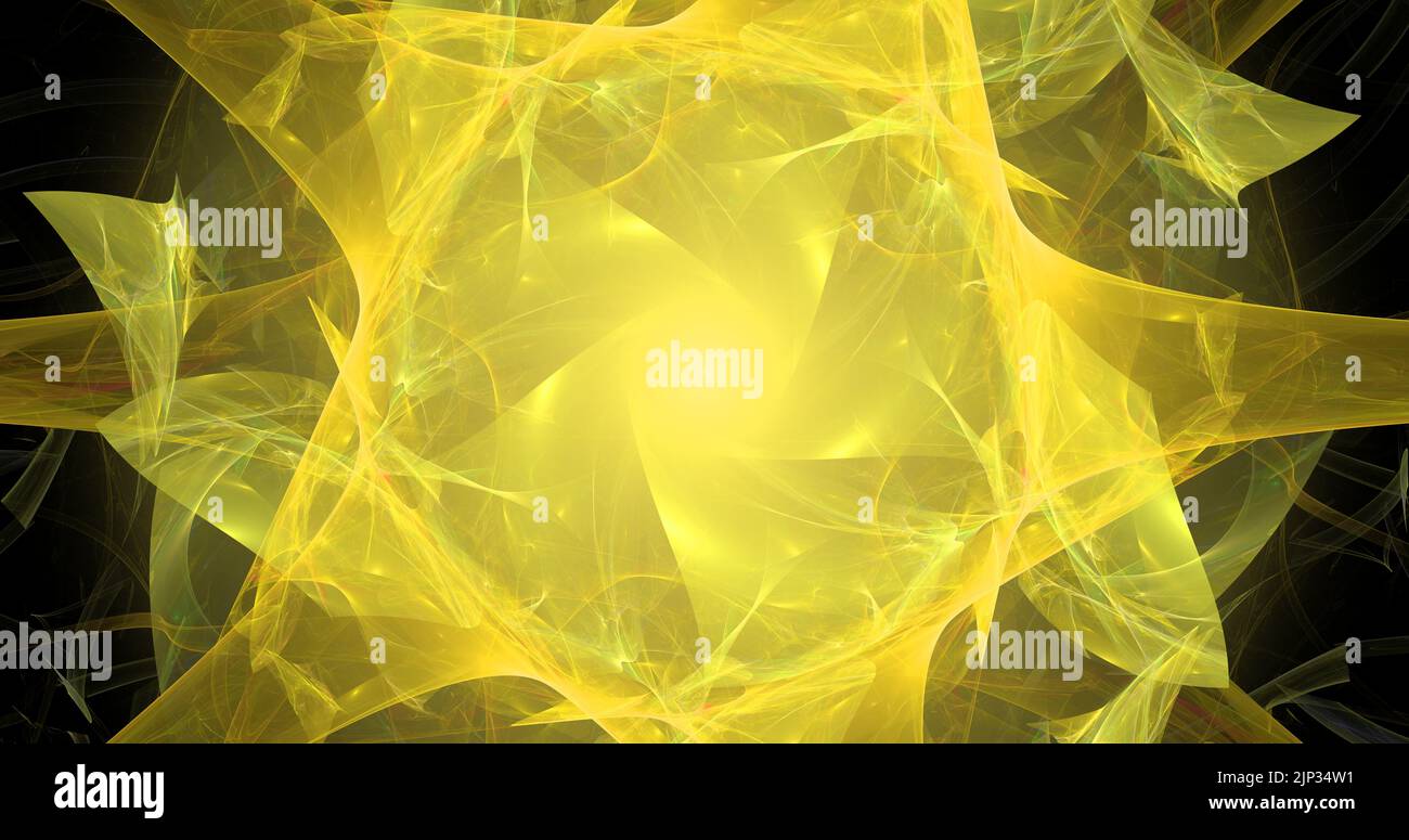 A yellow render fractal pattern with amazing details on black ...