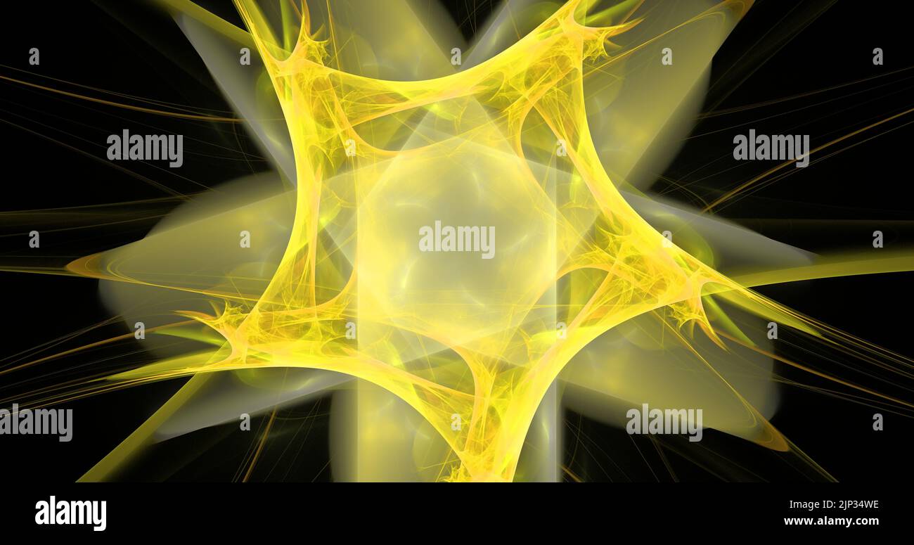 A yellow render fractal pattern with amazing details on black ...