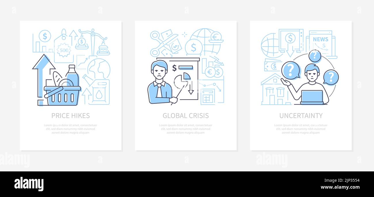 Price hikes and global crisis - line design style banners set Stock ...