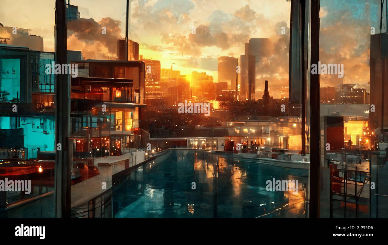 Modern town panoramic picture hi-res stock photography and images - Alamy
