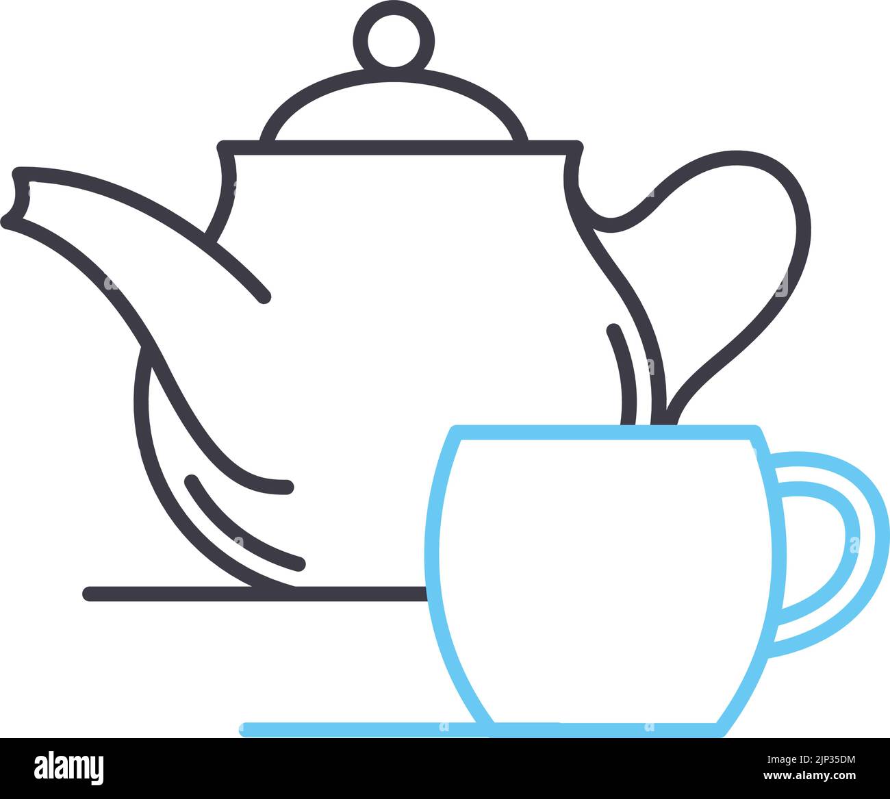 afternoon tea line icon, outline symbol, vector illustration, concept ...