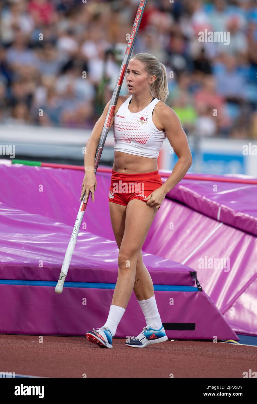 Sophie Cook of England competing in the women's pole vault final at the ...