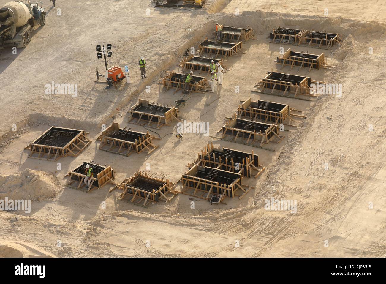 Timber formwork with metal reinforcement for pouring concrete and ...