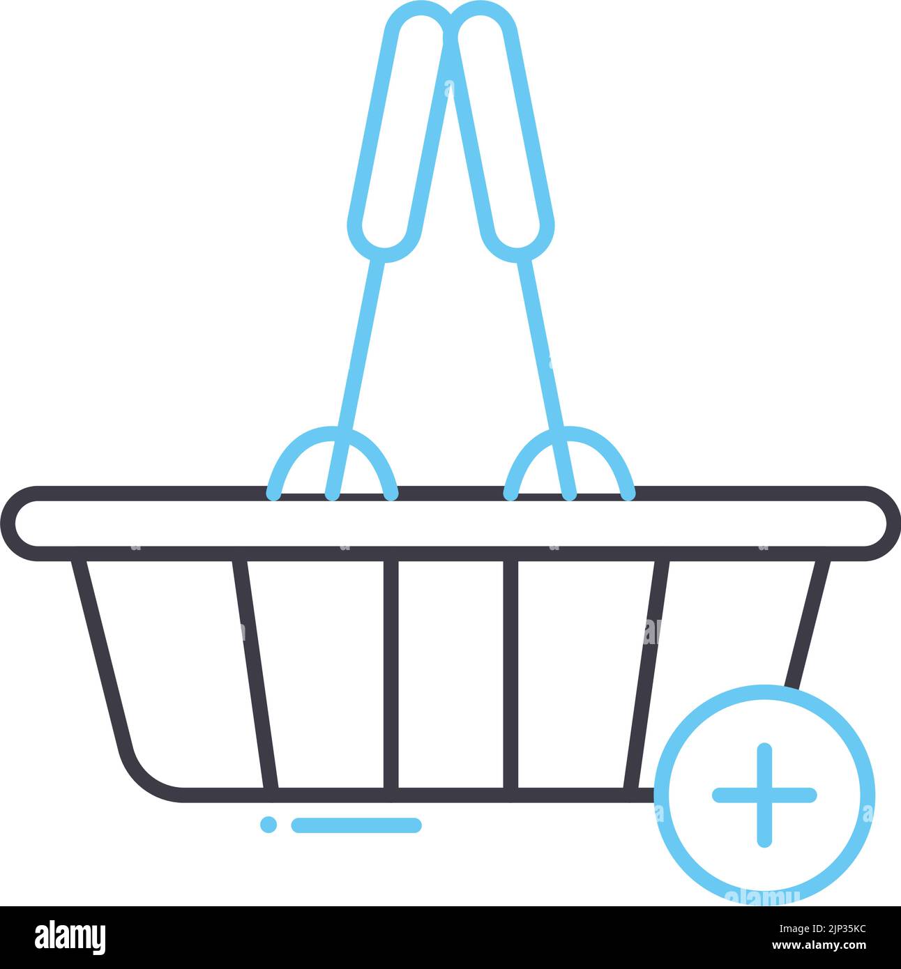 add to basket line icon, outline symbol, vector illustration, concept ...