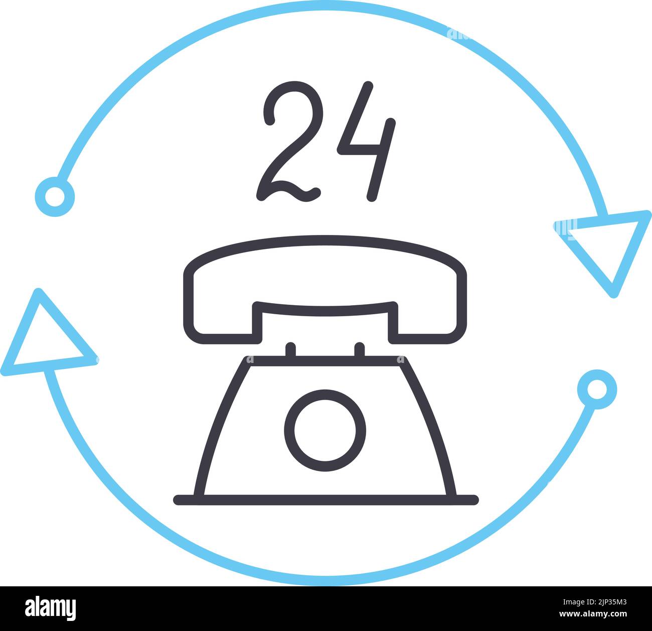 24hr services line icon, outline symbol, vector illustration, concept ...