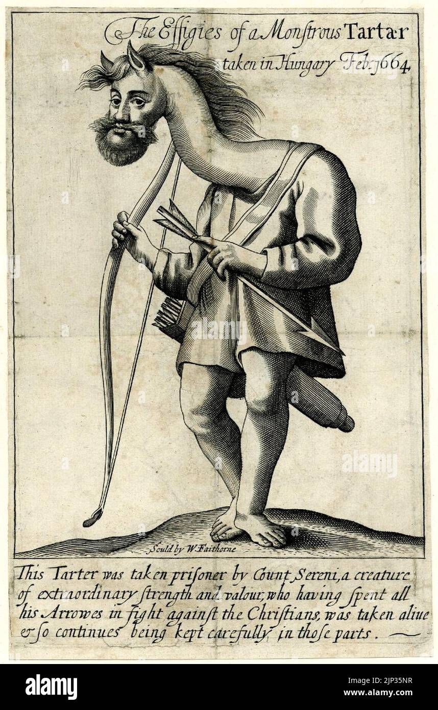 The Effigies of a Monstrous Tartar taken in Hungary Feb 1664 Stock ...