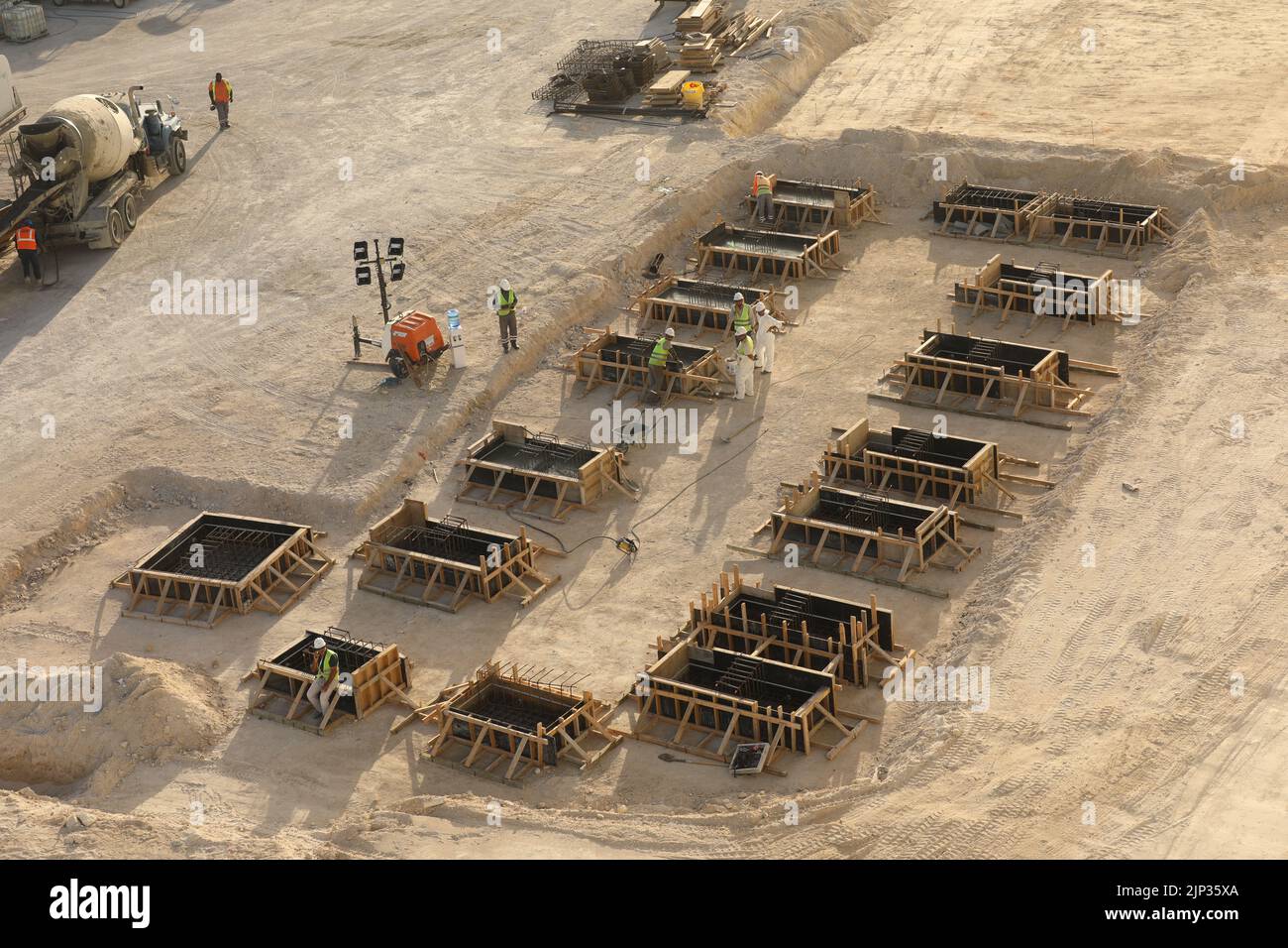 Timber formwork with metal reinforcement for pouring concrete and ...