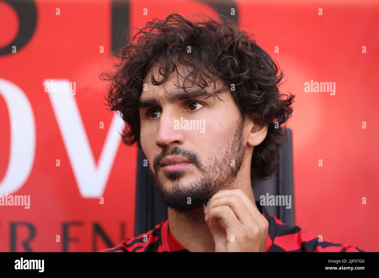 Milan, Italy, 13th August 2022. Yacine Adli of AC Milan reacts as he ...