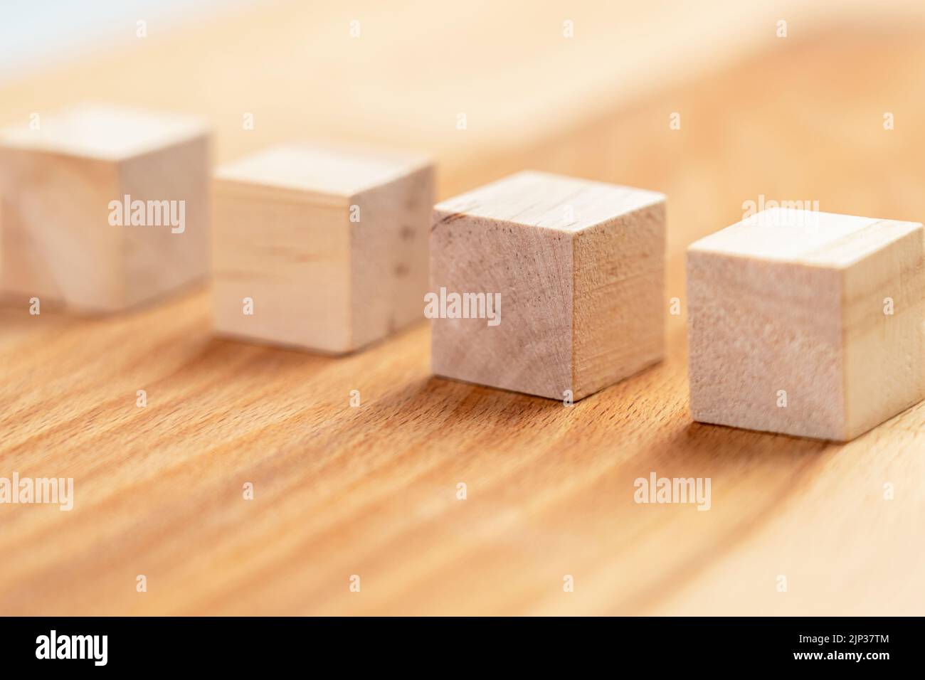 Wooden Toy Blocks Geometric Wood Cubes In A Row Teamwork And