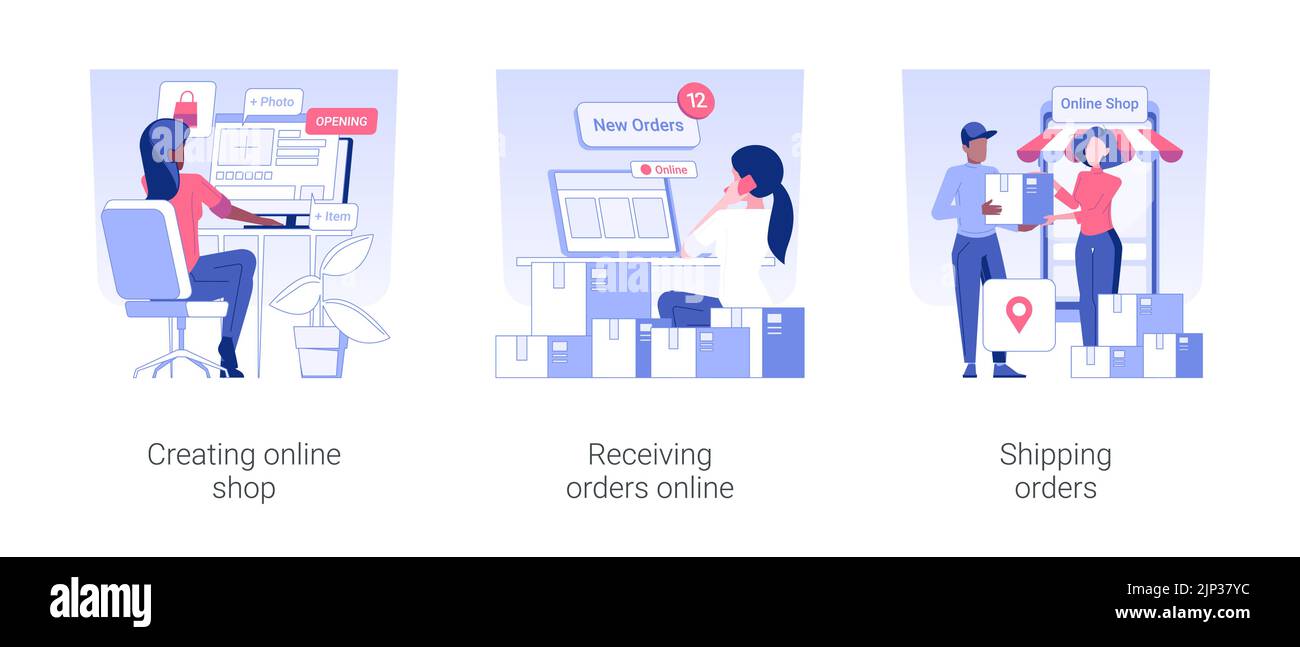 Ecommerce store owner isolated concept vector illustration set ...