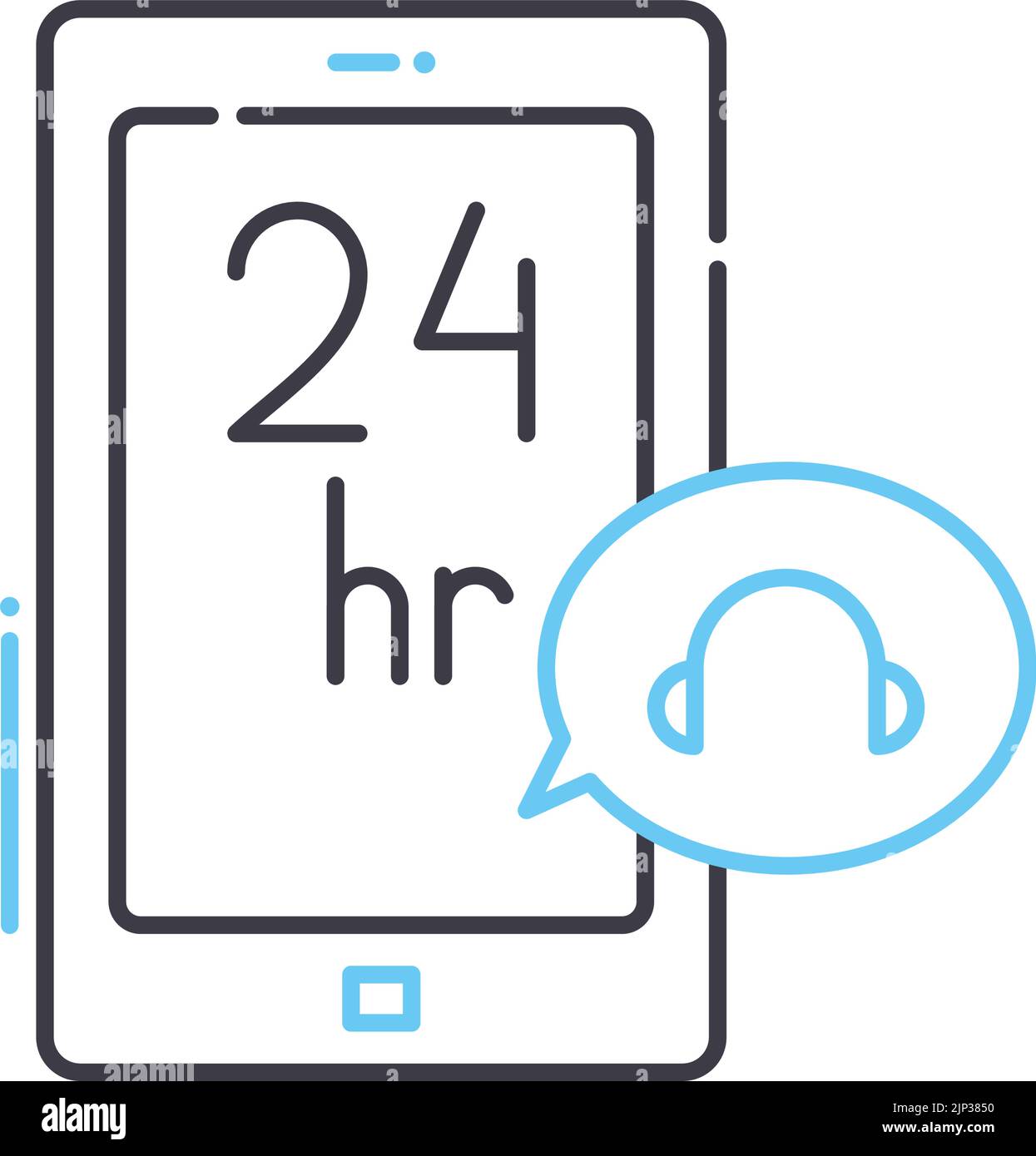 24 hour call mobile service line icon, outline symbol, vector illustration, concept sign Stock ...