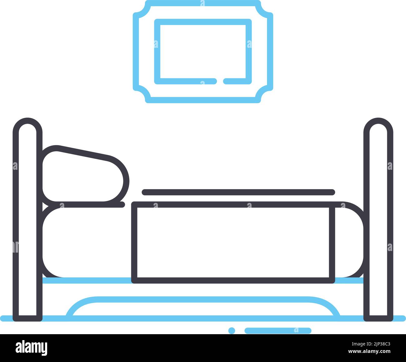 bedroom line icon, outline symbol, vector illustration, concept sign ...