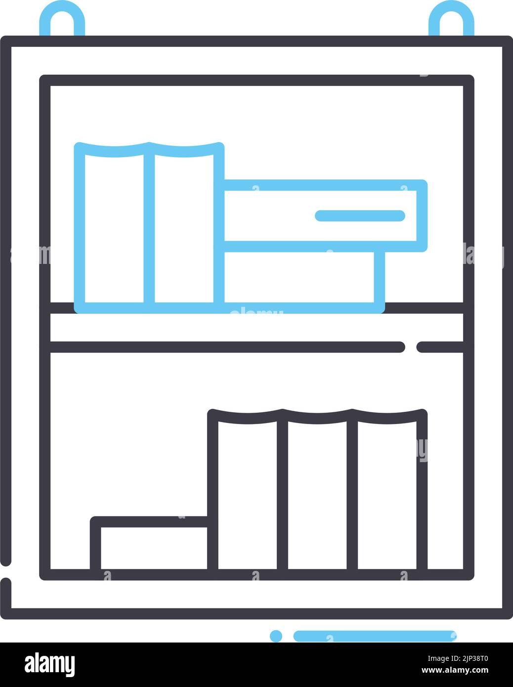 book shelf line icon, outline symbol, vector illustration, concept sign ...
