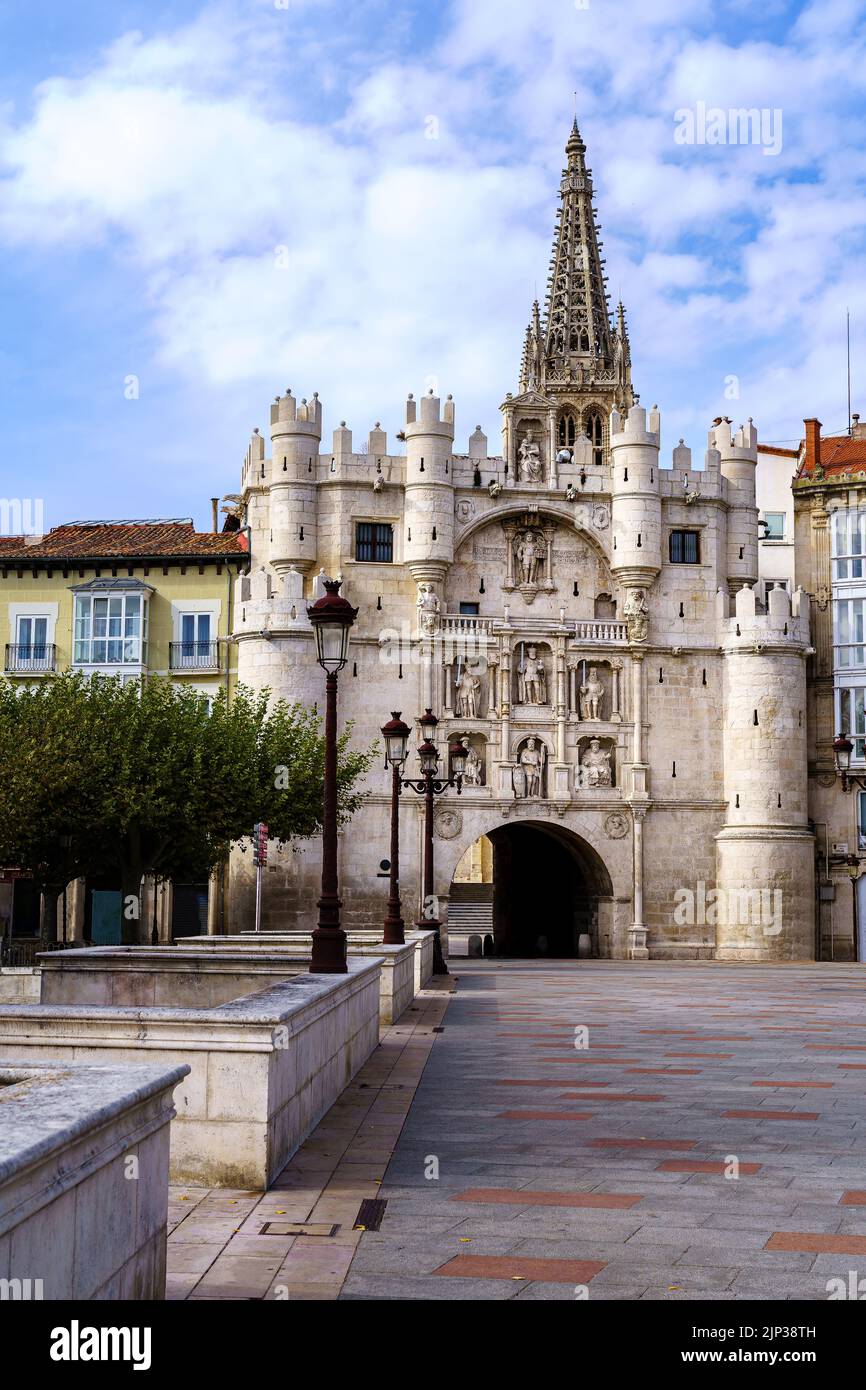 Gateway to the city of Burgos. Arch of Santa Maria. Ancient wall Stock ...