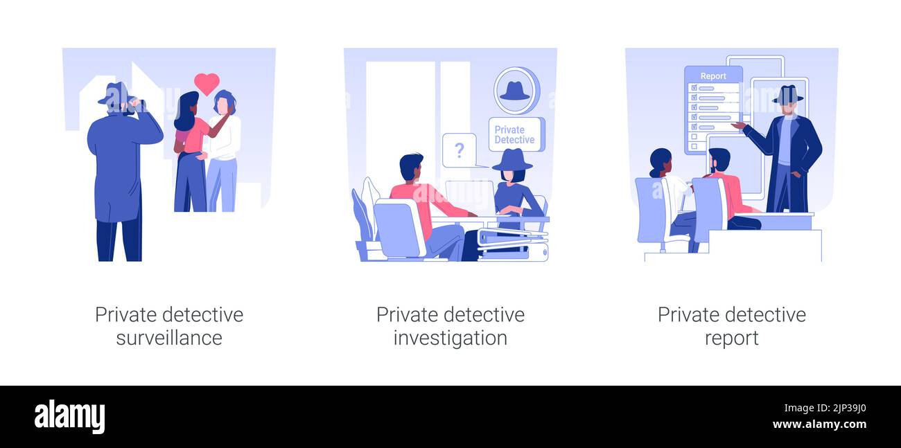 Private detective services isolated concept vector illustration set ...