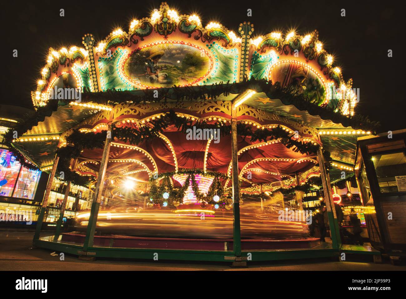 Historic children's carousel in full swing at the Dusseldorf Christmas ...