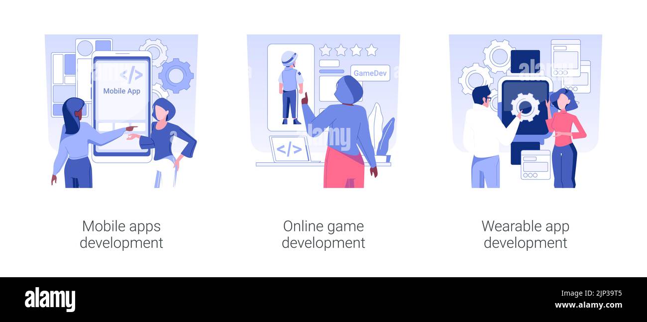 Back end engineering isolated concept vector illustration set. Mobile ...