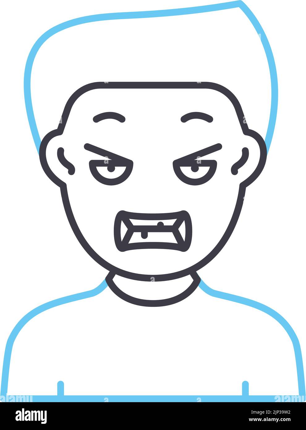 angry line icon, outline symbol, vector illustration, concept sign ...