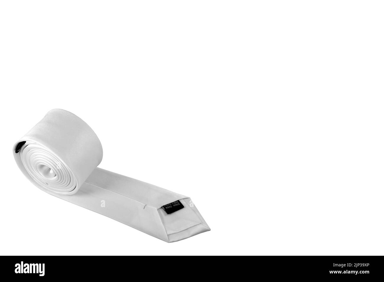 white color polyester fabric necktie isolated on white background Stock ...