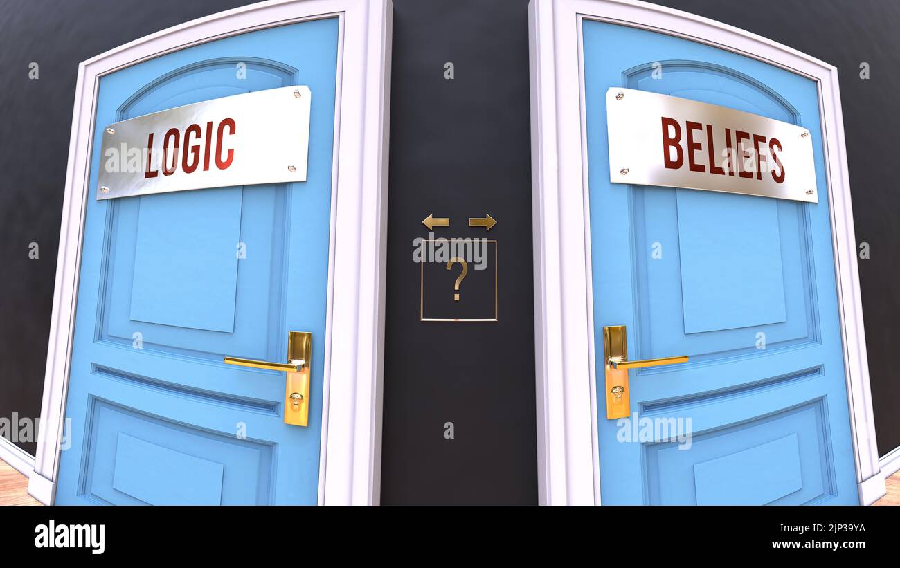 Logic or Beliefs - a choice. Two options to choose from represented by ...