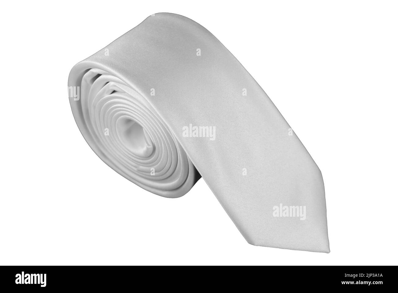 white color polyester fabric necktie isolated on white background Stock ...