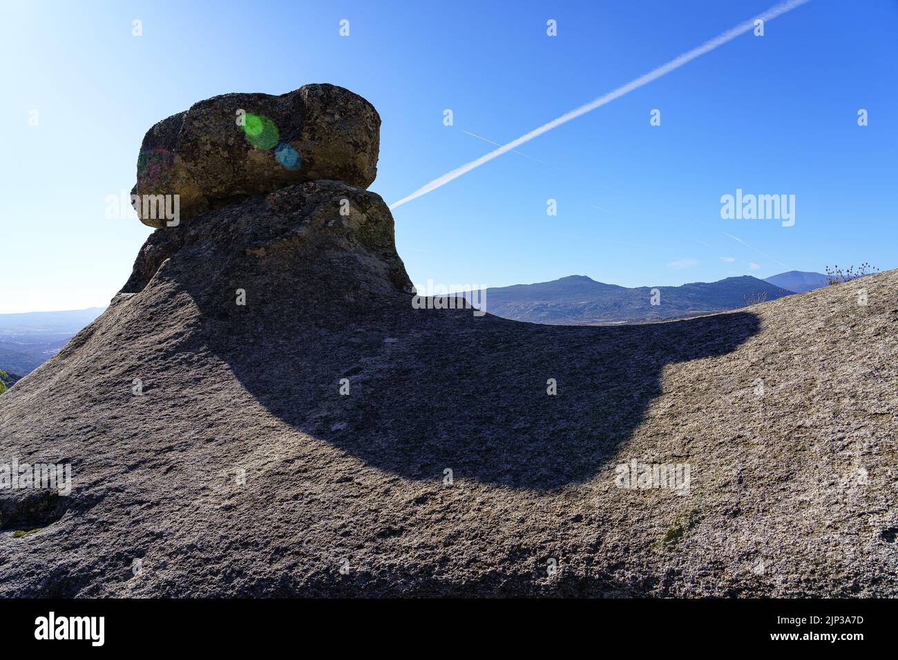 Mountain landscape of large granite rocks, high stone formations with ...