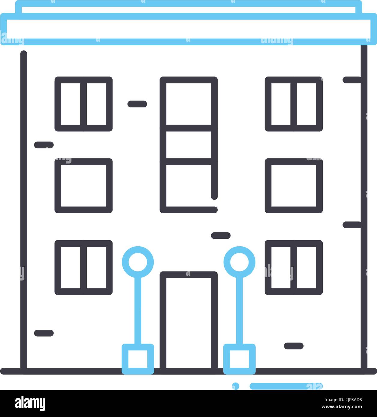 3 level building line icon, outline symbol, vector illustration ...