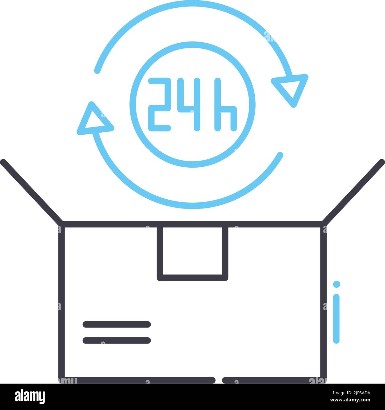 24 hr service line icon, outline symbol, vector illustration, concept ...