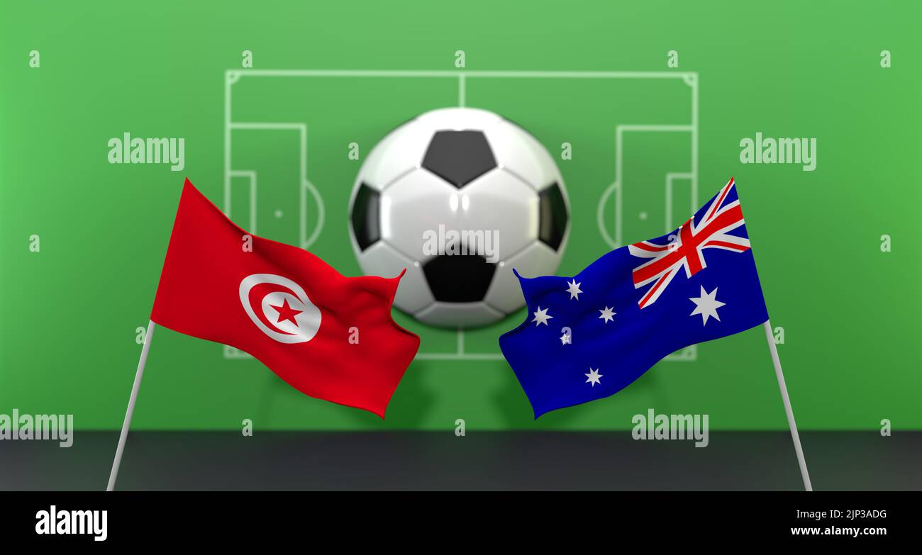 Tunisia vs Australia soccer Match FIFA World Cup Qatar 2022, on blur ...