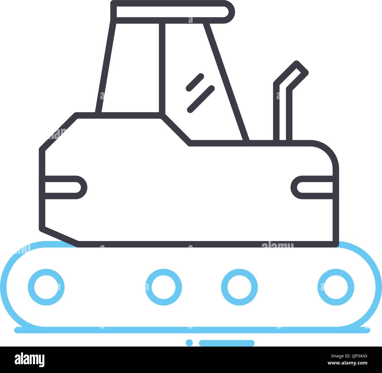 bulldozer tracktor line icon, outline symbol, vector illustration ...