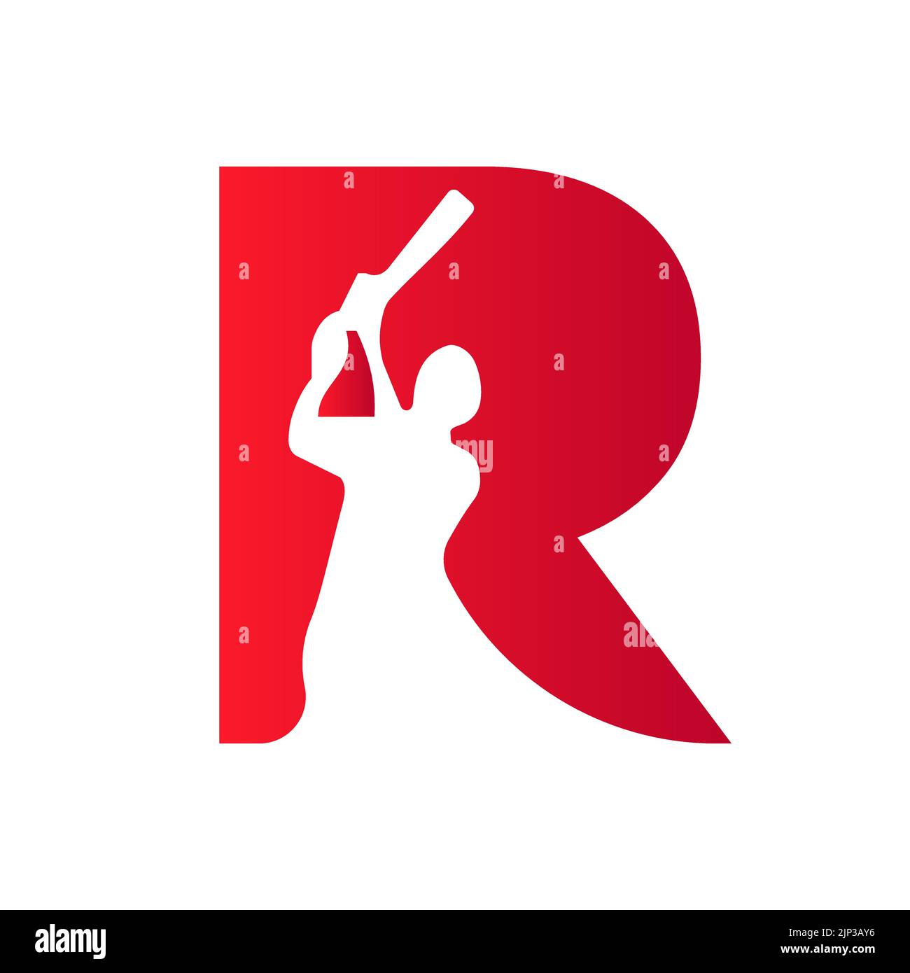 Letter R Cricket Batsman Logo Design Vector Sign. Cricket Club Logotype ...