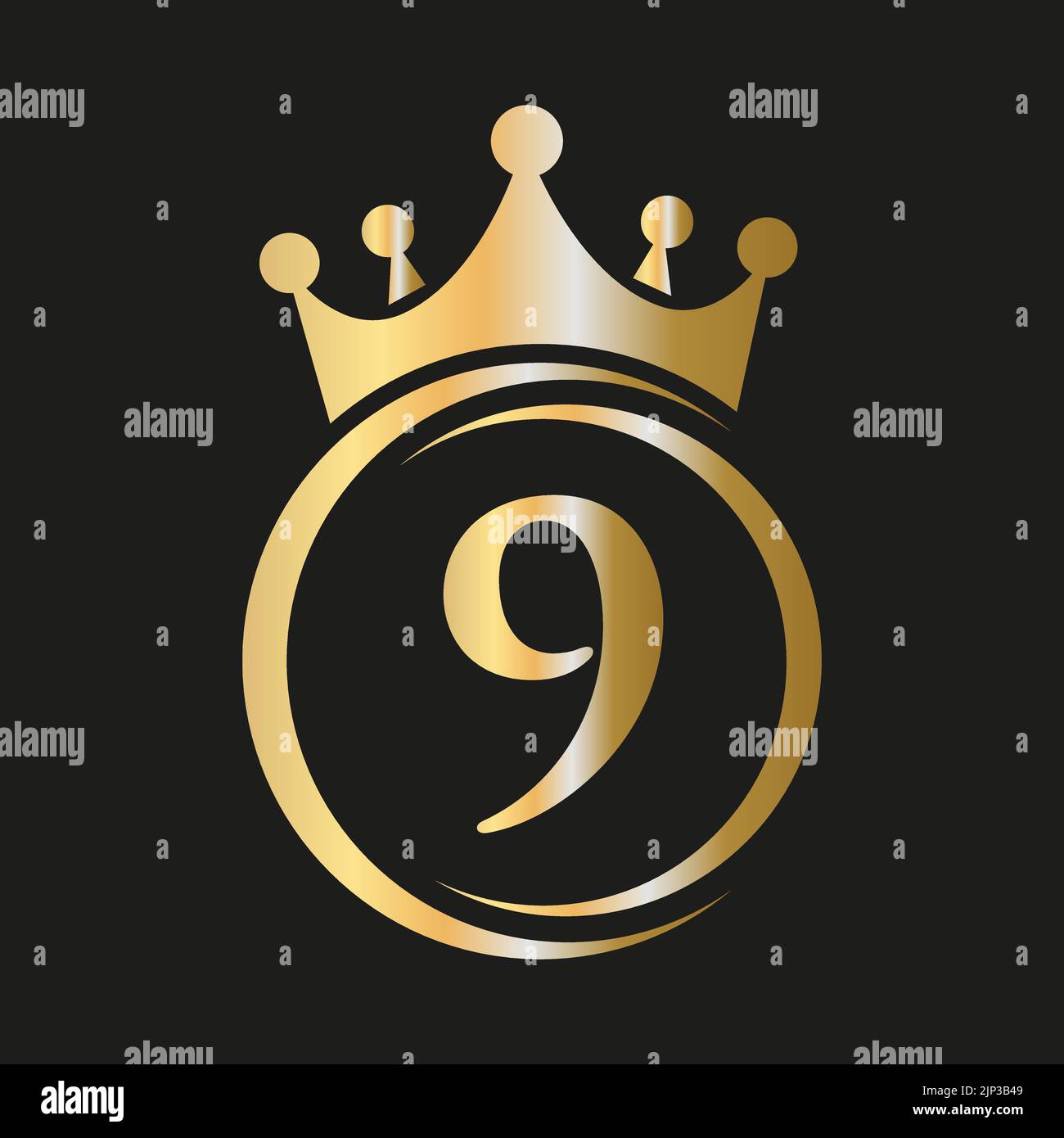 Letter 9 Crown Logo. Royal Crown Logo for Spa, Yoga, Beauty, Fashion ...