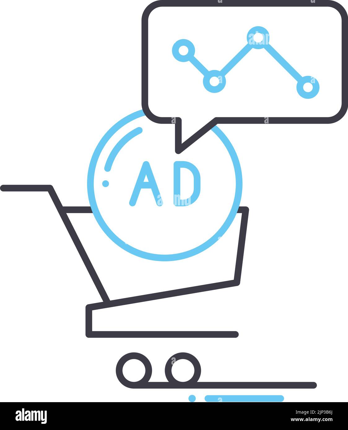 advertising statistics line icon, outline symbol, vector illustration ...