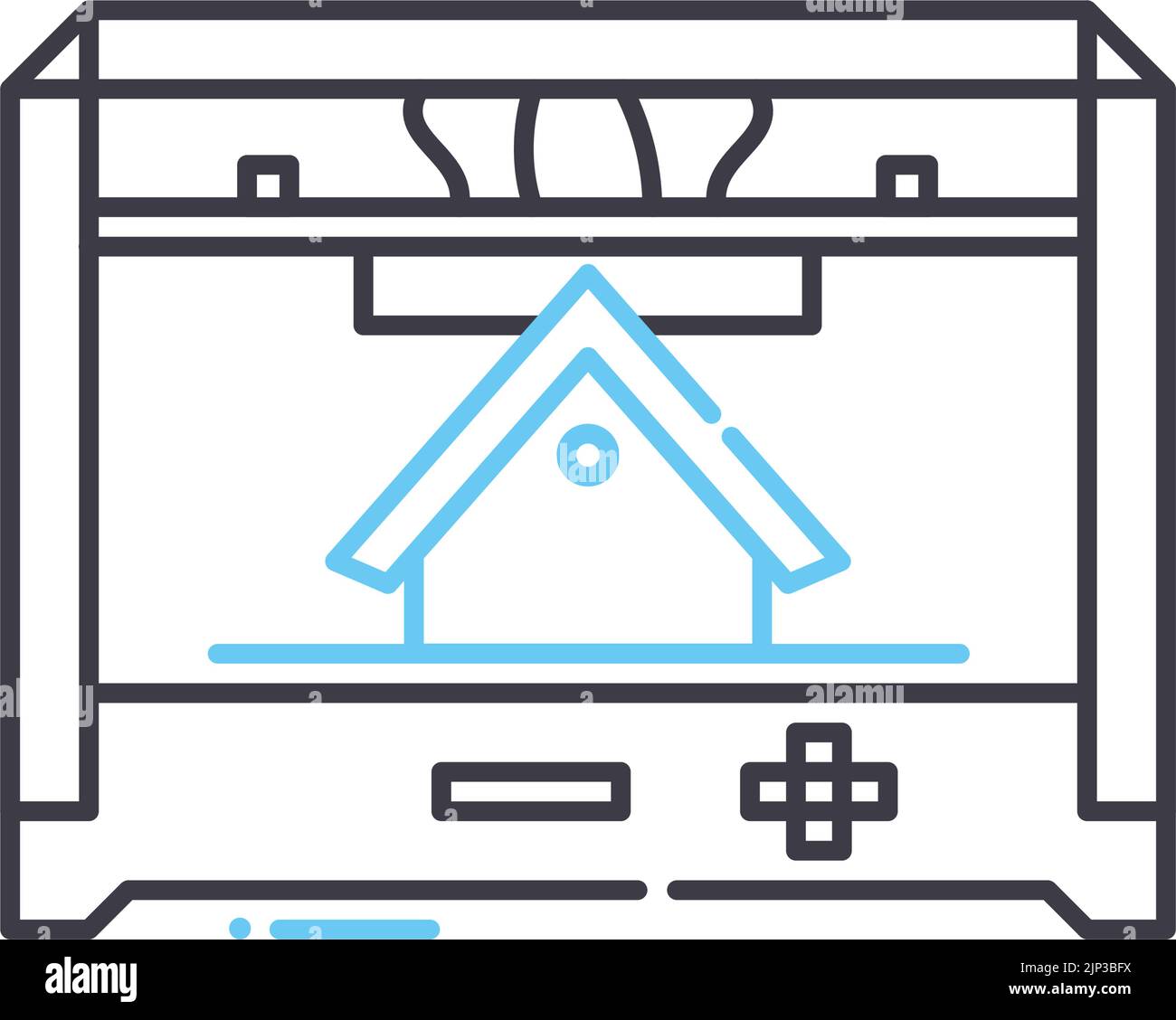 3D printed architecture line icon, outline symbol, vector illustration ...