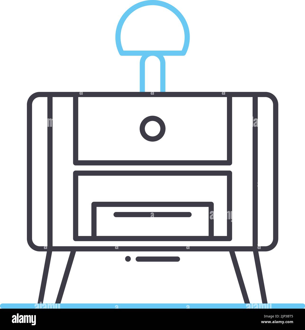 bedside table line icon, outline symbol, vector illustration, concept ...