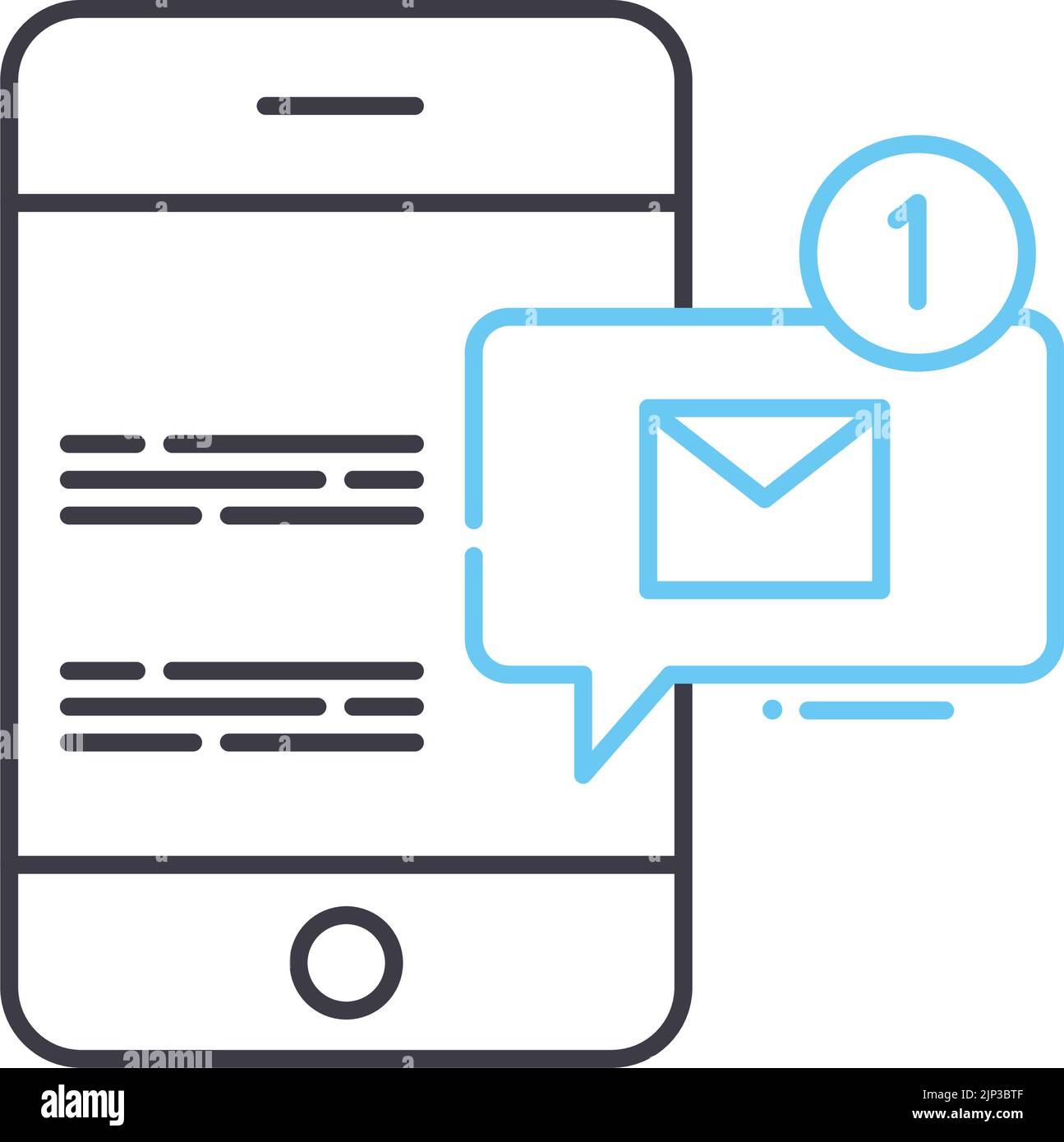 alert message line icon, outline symbol, vector illustration, concept ...