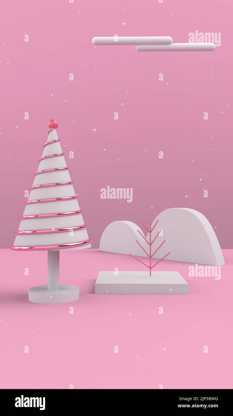 Christmas card with 3d metallic tree . Christmas tree . 3d Stock Photo ...