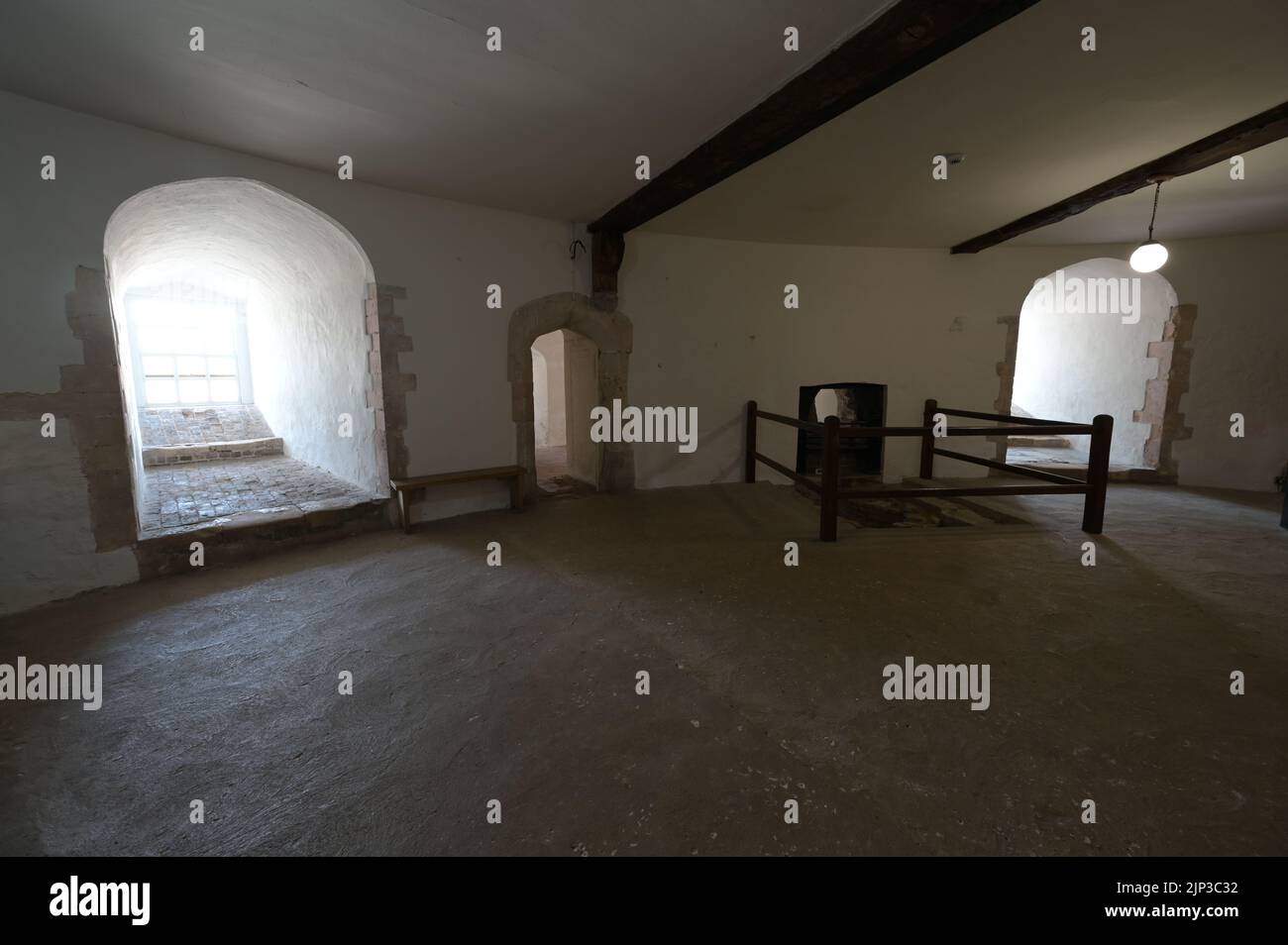 Bright sunlight finding its way into the interior of a coastal fortress ...