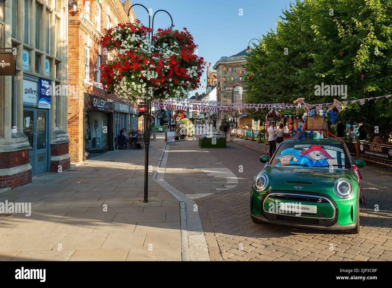 Green Mini Cooper in Salisbury city centre, Wiltshire, England Stock ...