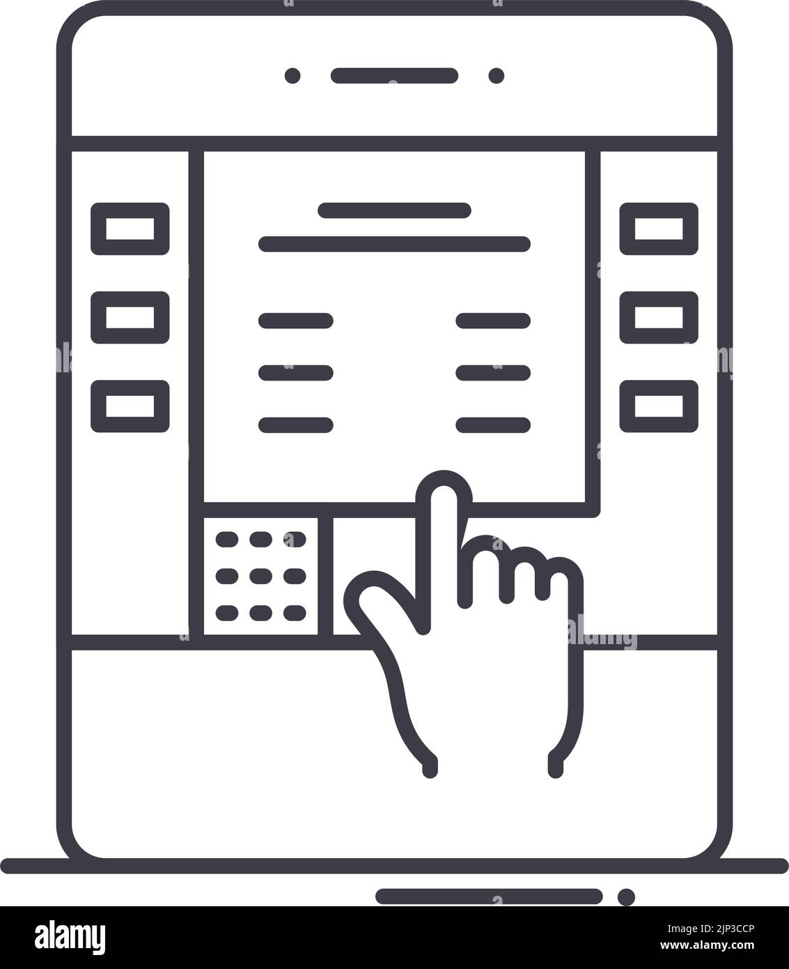 automatic teller machine line icon, outline symbol, vector illustration, concept sign Stock ...