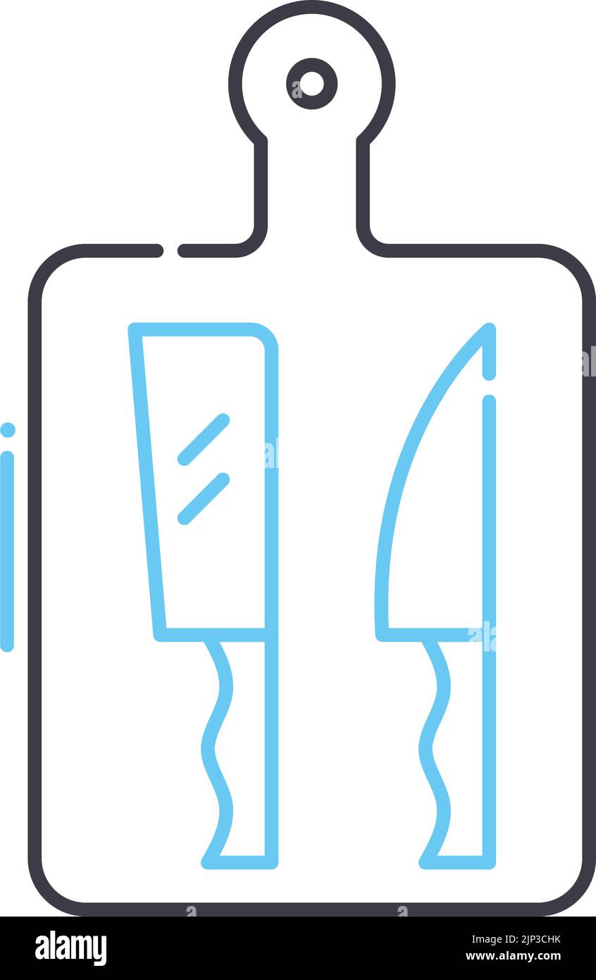 block and cleaver line icon, outline symbol, vector illustration ...