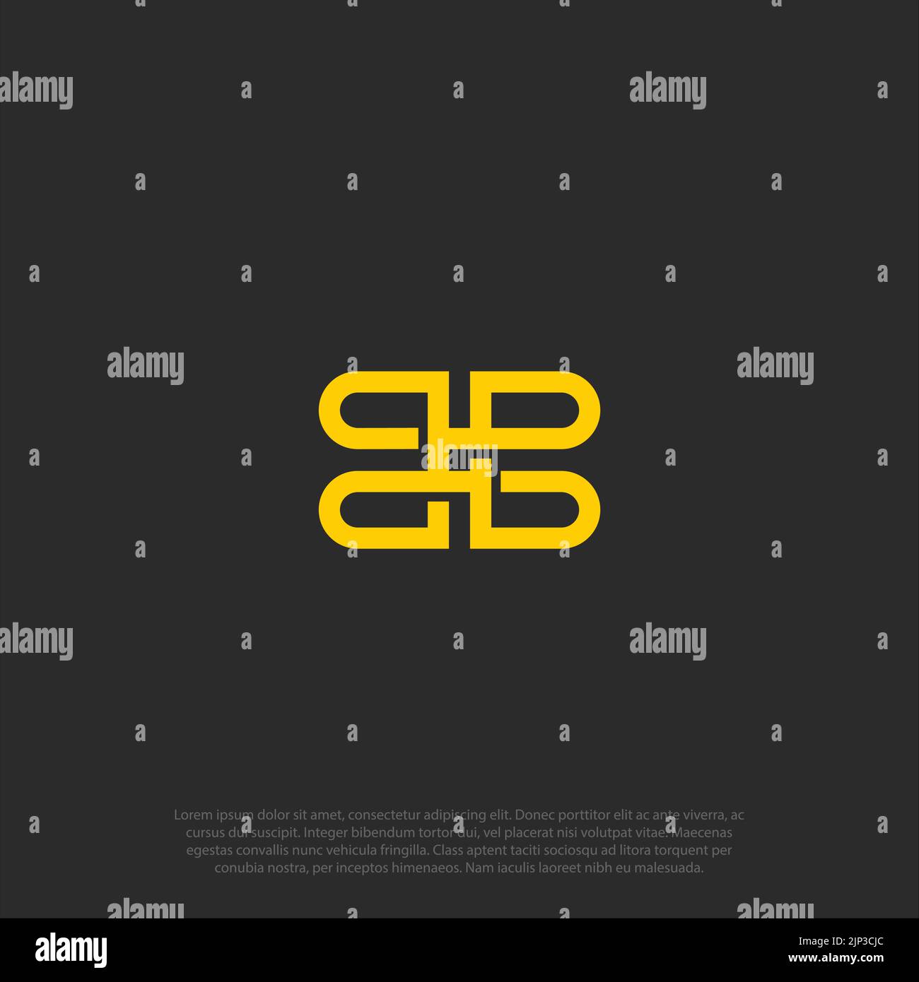 A yellow editable logo symbol of letters on a dark gray background,can ...