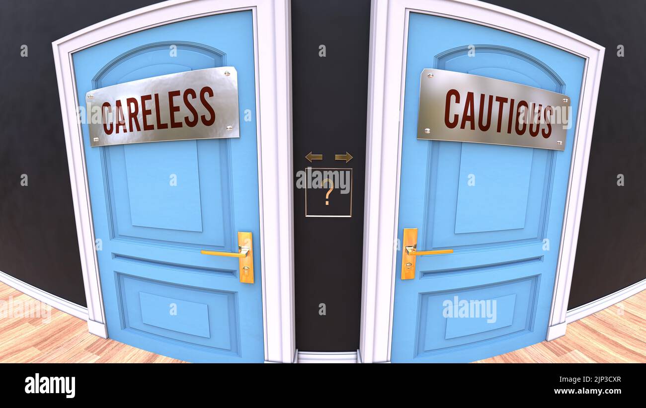 Careless or Cautious - a choice. Two options to choose from represented ...